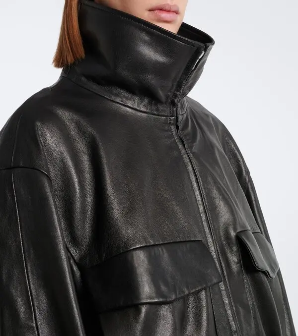 Nour Hammour Shearling-trimmed Leather Blouson Jacket
