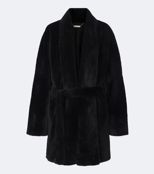 Nour Hammour Raquel Shearling Coat - Black