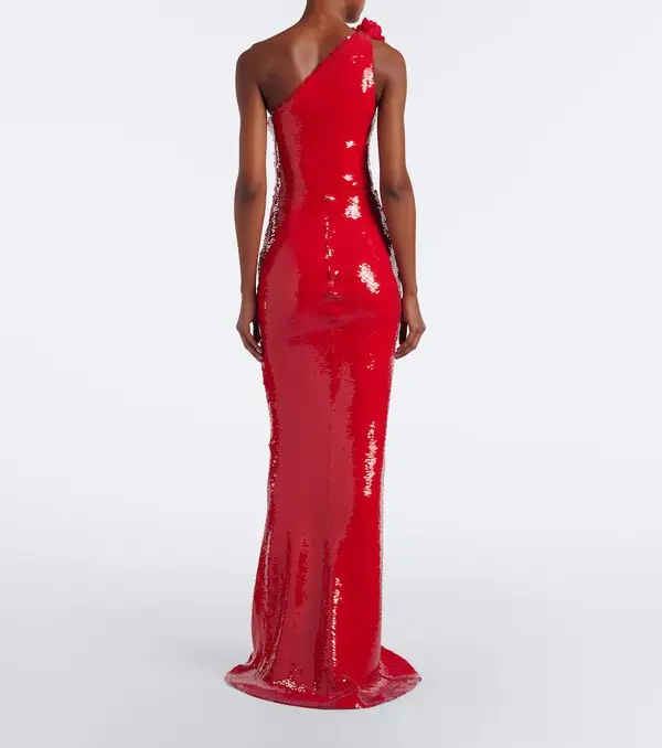 David Koma Sequined One-shoulder Gown
