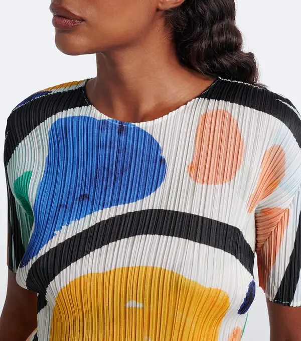 Issey Miyake Roll Pleated Printed Top