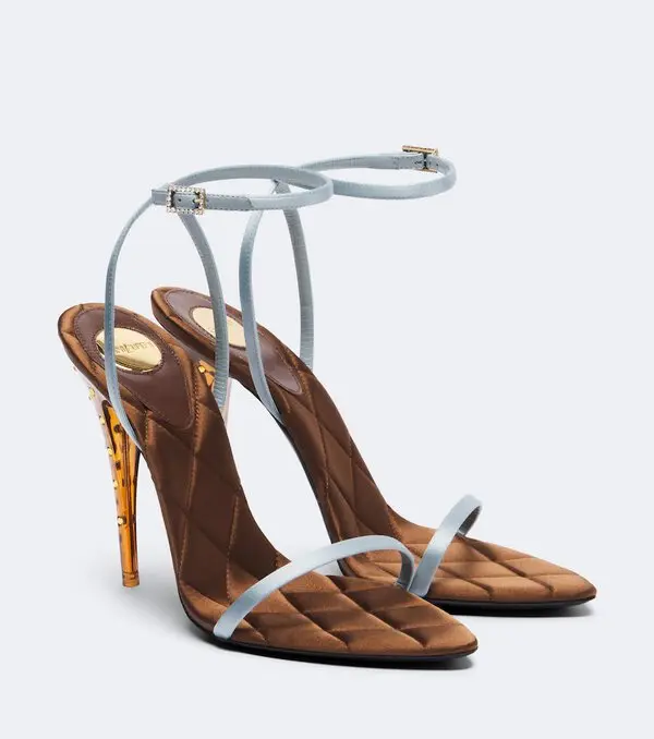 Saint Laurent Embellished Quilted Satin Sandals - Multicoloured
