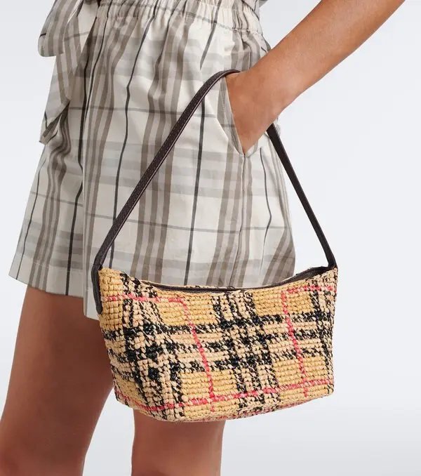 Burberry Margate Mini Raffia Shoulder Bag - Beige
