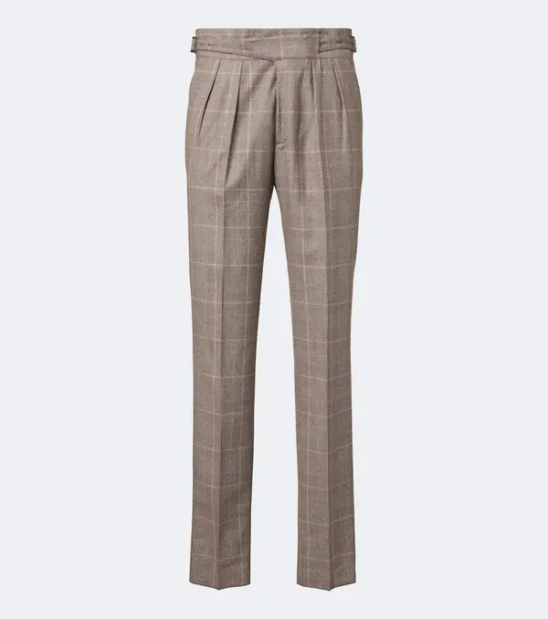 Rubinacci Checked Virgin Wool Straight Pants
