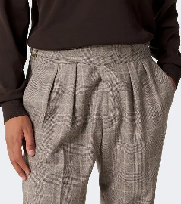 Rubinacci Checked Virgin Wool Straight Pants