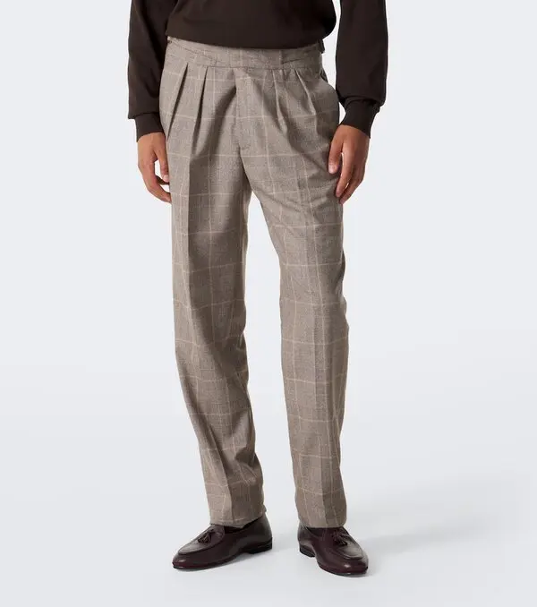 Rubinacci Checked Virgin Wool Straight Pants