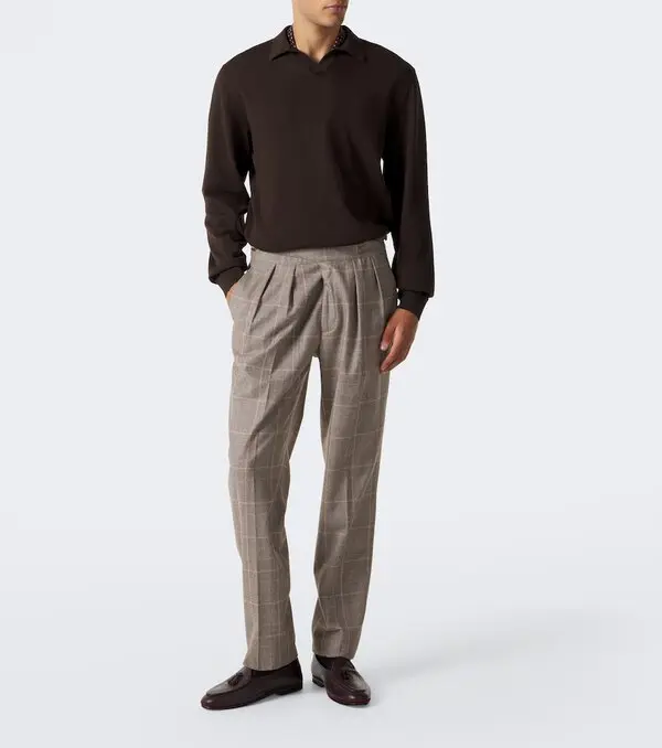 Rubinacci Checked Virgin Wool Straight Pants