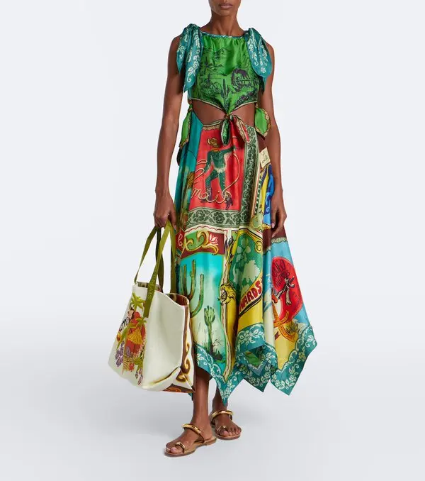 ALEMAIS Island Cove Printed Cotton Canvas Tote Bag - Multicoloured