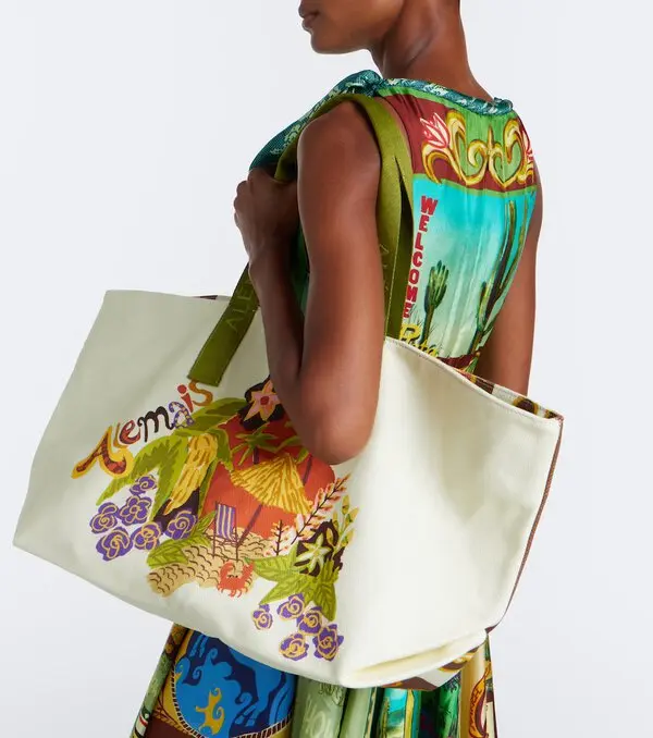 ALEMAIS Island Cove Printed Cotton Canvas Tote Bag - Multicoloured