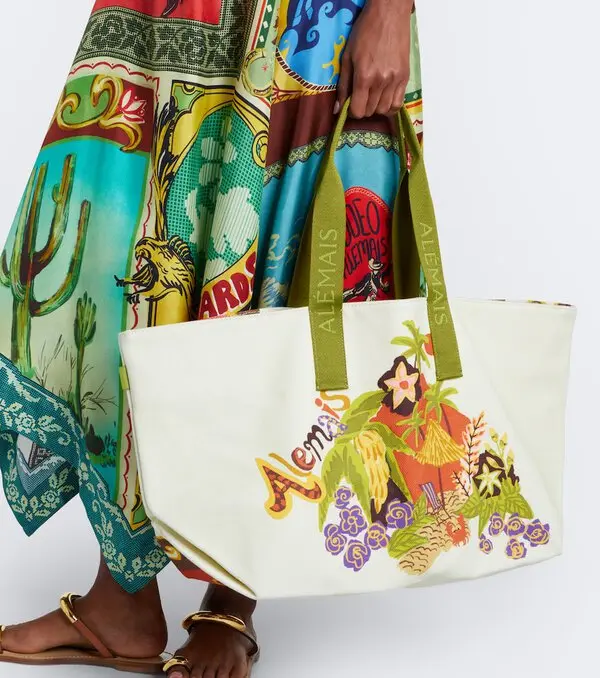 ALEMAIS Island Cove Printed Cotton Canvas Tote Bag - Multicoloured