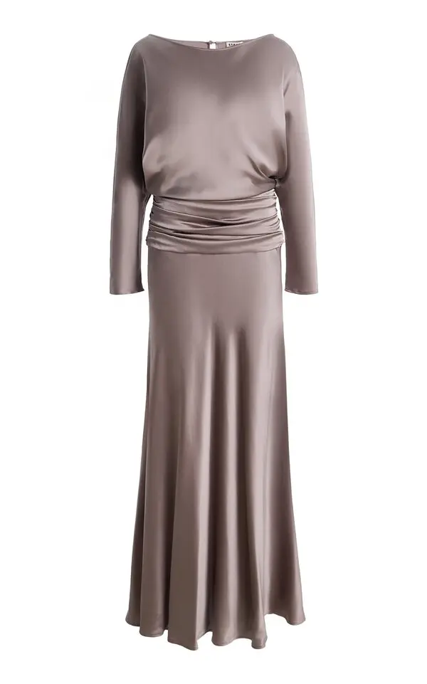 Staud Freda Silk-blend Maxi Dress - Silver