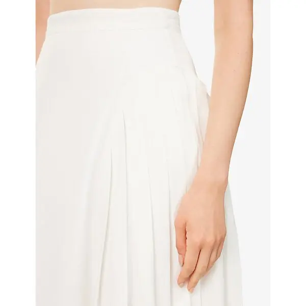 YASMINA Q Soline Pleated Linen-blend Midi Skirt