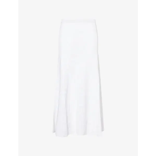 YASMINA Q Salma Floral-print Knitted Midi Skirt - White