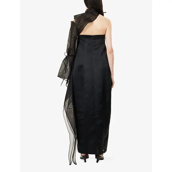 REEM ALKANHAL Half-sleeve Semi-sheer Silk Bolero Top