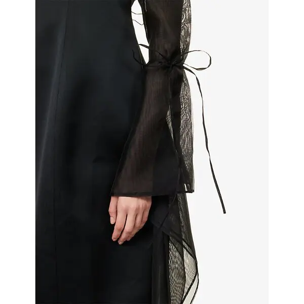 REEM ALKANHAL Half-sleeve Semi-sheer Silk Bolero Top