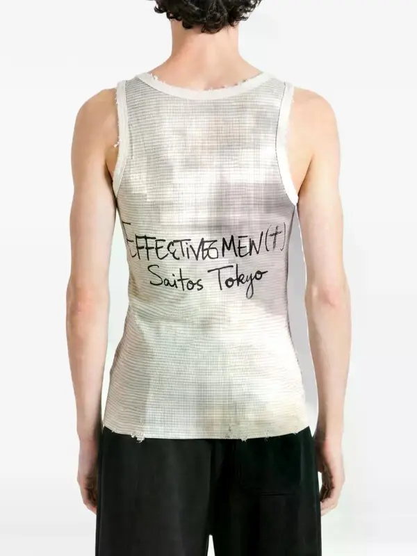 SAITOS Triple Ghost Distressed Striped Tank