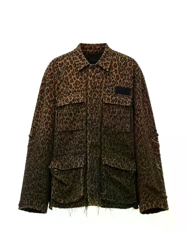 R13 Shredded Leopard-print Jacket - Brown