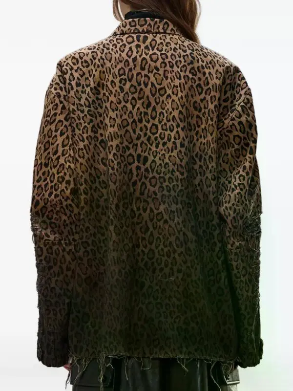 R13 Shredded Leopard-print Jacket