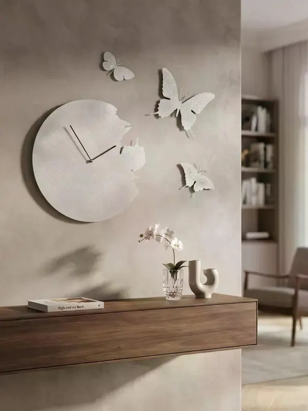 DOMENICONI Butterfly-detail Wall Clock - Silver