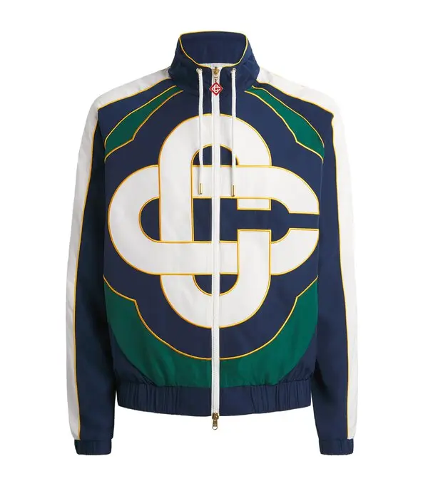 Casablanca Check Appliqué Windbreaker Jacket - Navy