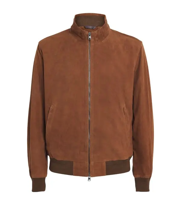 Polo Ralph Lauren Goat Suede Charleton Bomber Jacket - Brown