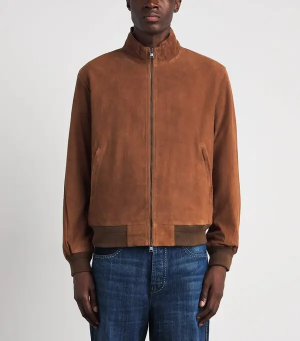 Polo Ralph Lauren Goat Suede Bomber Jacket - Brown