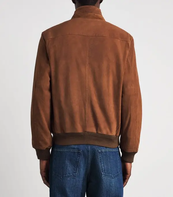 Polo Ralph Lauren Goat Suede Bomber Jacket - Brown