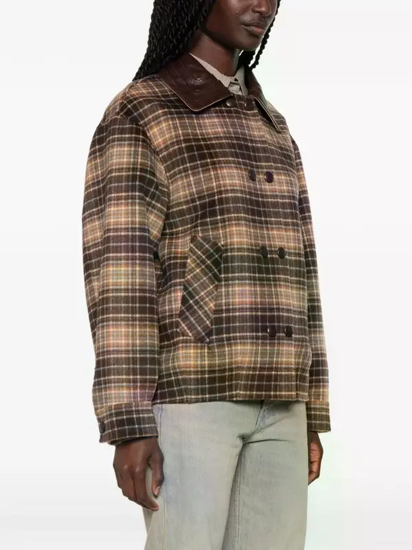Sandro Checked Leather-collar Jacket