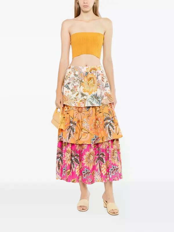Farm Rio Ligia Midi Skirt - Orange