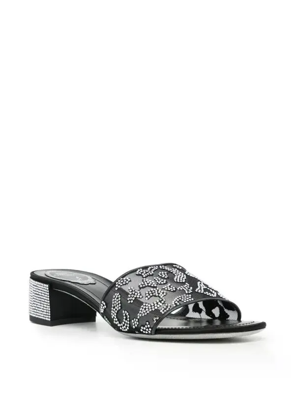 Rene Caovilla Allura Crystal-embellished Slides - Black