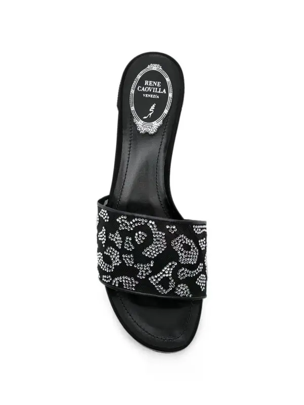 Rene Caovilla Allura Crystal-embellished Slides - Black