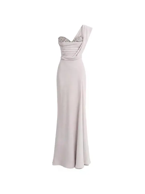 GEMY MAALOUF Crystal-embellished Draped Dress - Neutrals