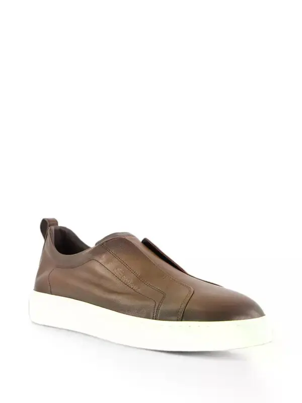 Santoni Cleanic Leather Slip-on Sneakers