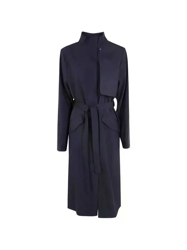 Rains Belted Hooded Coat - Blue