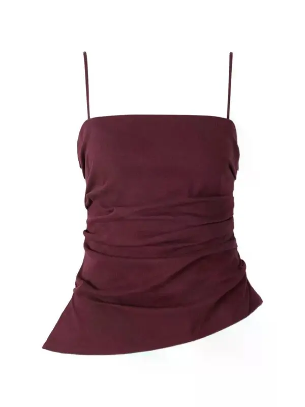 Simkhai Ruched Asymmetric-hem Top - Red