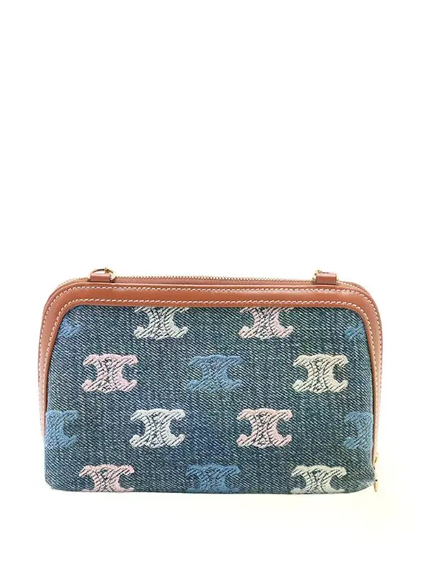 Celine Triomphe Denim Clutch On Chain Crossbody Bag