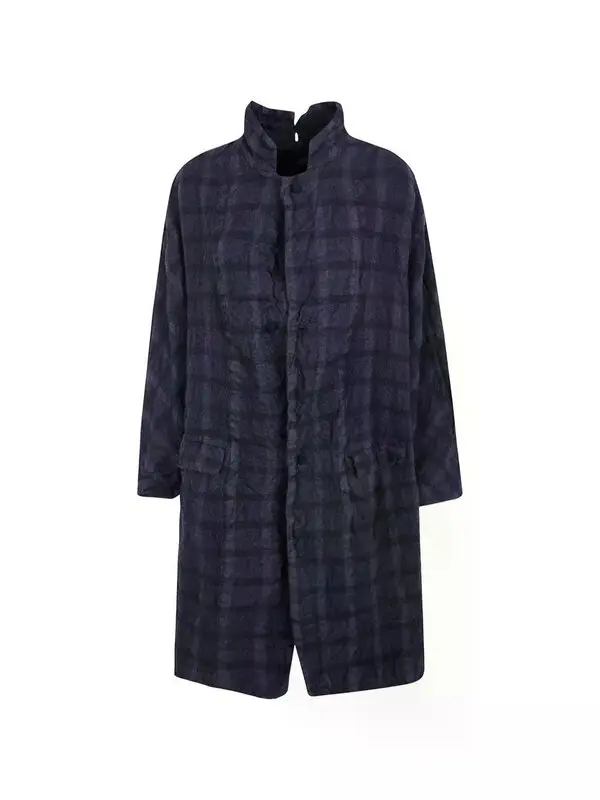 DANIELA GREGIS Check-pattern Single-breasted Coat - Grey