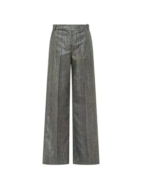 Pinko Metal Wool-blend Palazzo Trousers - Grey