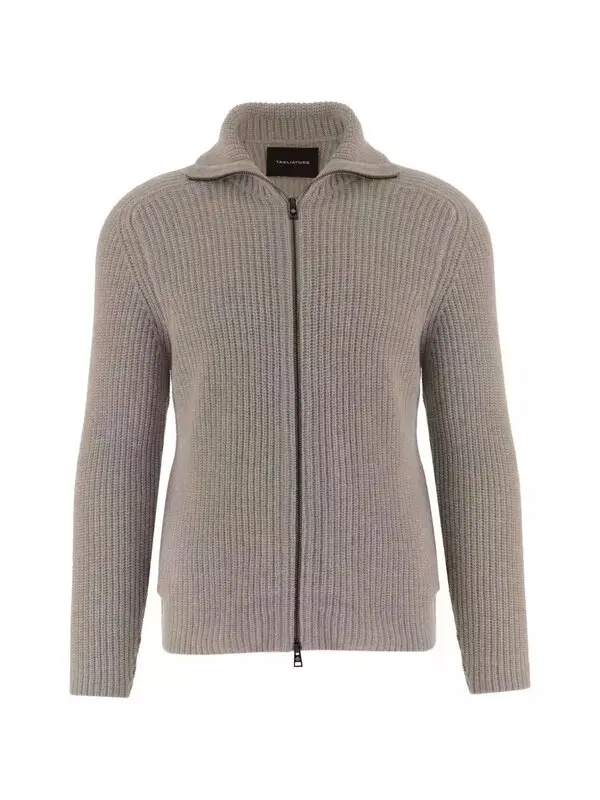 Tagliatore Ribbed-knit Zip-up Sweater