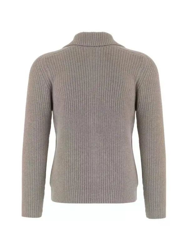 Tagliatore Ribbed-knit Zip-up Sweater