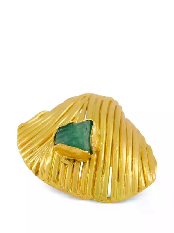 FENOMENA Emerald Shell Motif Earrings - Gold