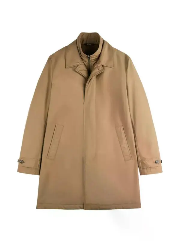 FAY Morning Button-fastening Layered-neck Coat - Brown