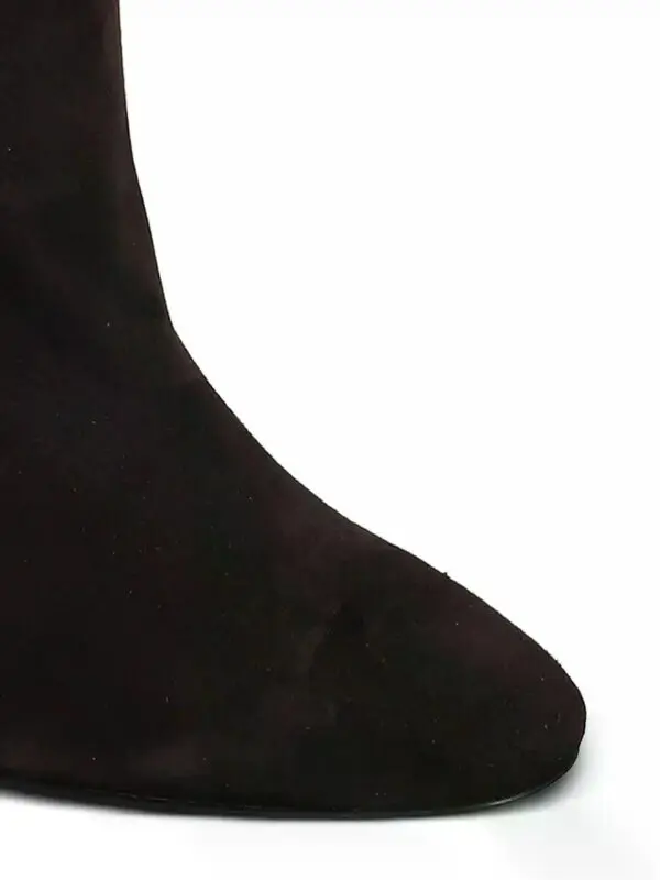 VIA ROMA 15 Suede Almond Toe Block Heel Boots