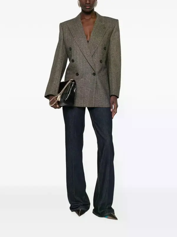 Saint Laurent Herringbone-pattern Double-breasted Blazer