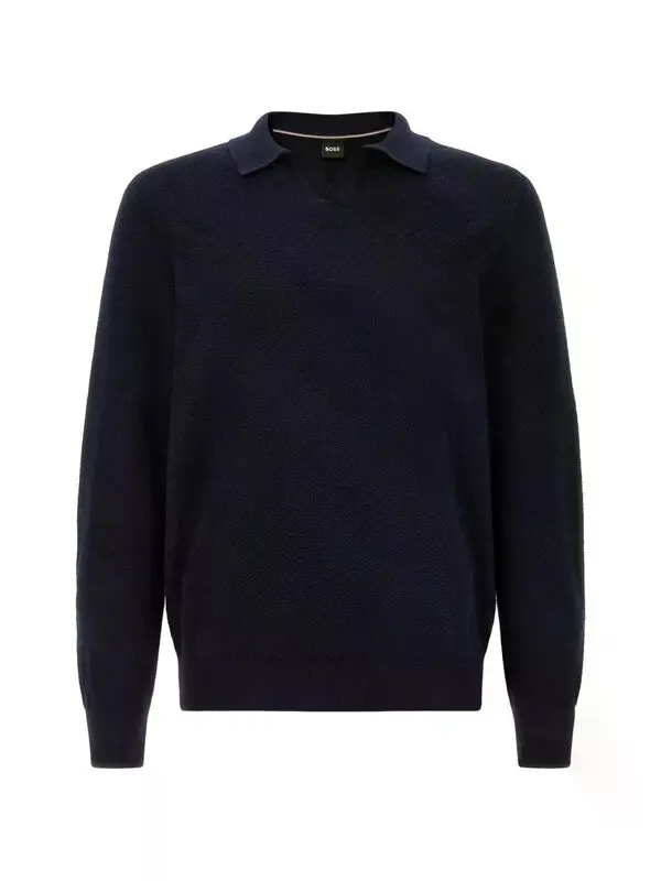 BOSS H-lomarino Textured-knit Polo Shirt