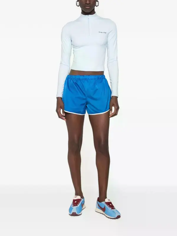 SPORTY & RICH Logo-print Quarter-zip Top
