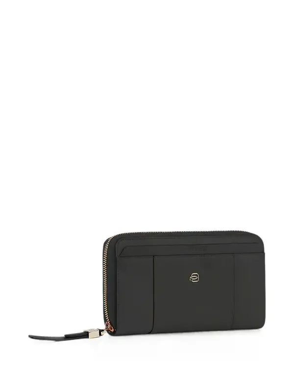 PIQUADRO Zip Around Leather Wallet - Black