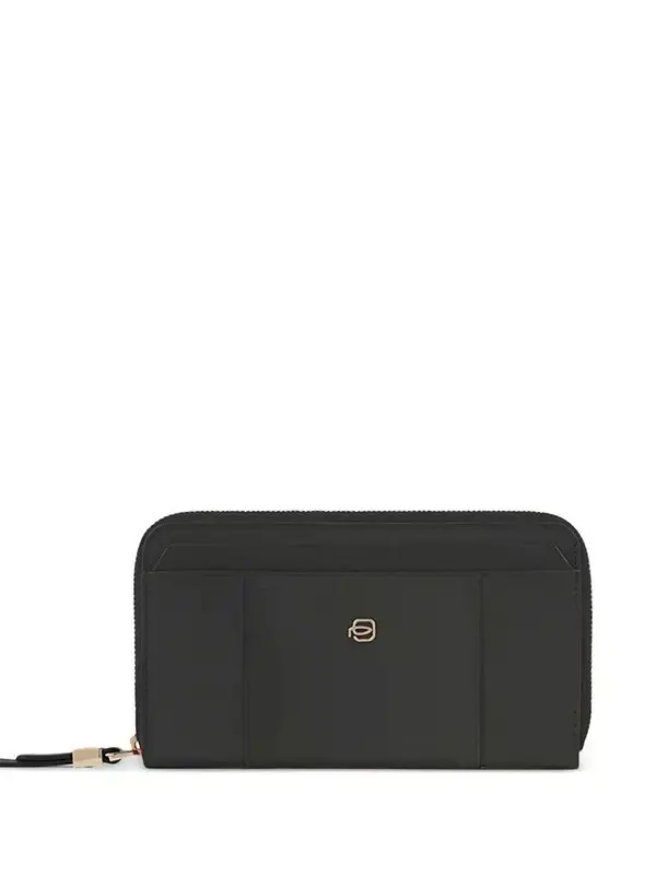 PIQUADRO Zip Around Leather Wallet - Black