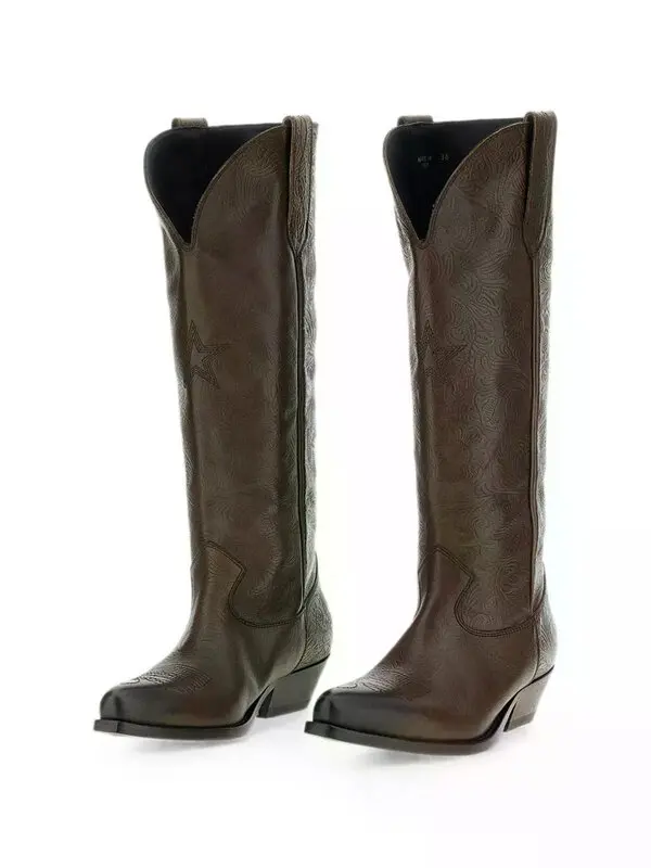 GOLDEN GOOSE Wish Star Embossed Floral Western Boots