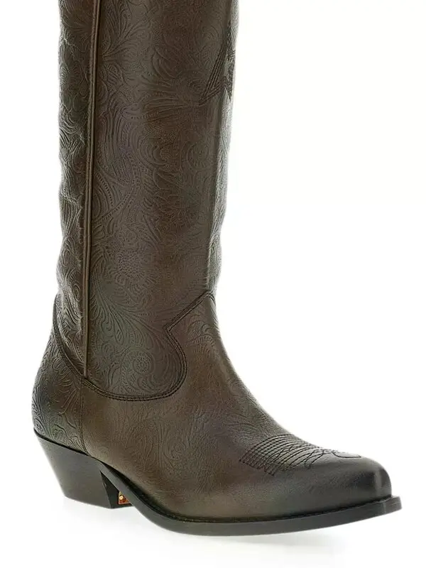 GOLDEN GOOSE Wish Star Embossed Floral Western Boots