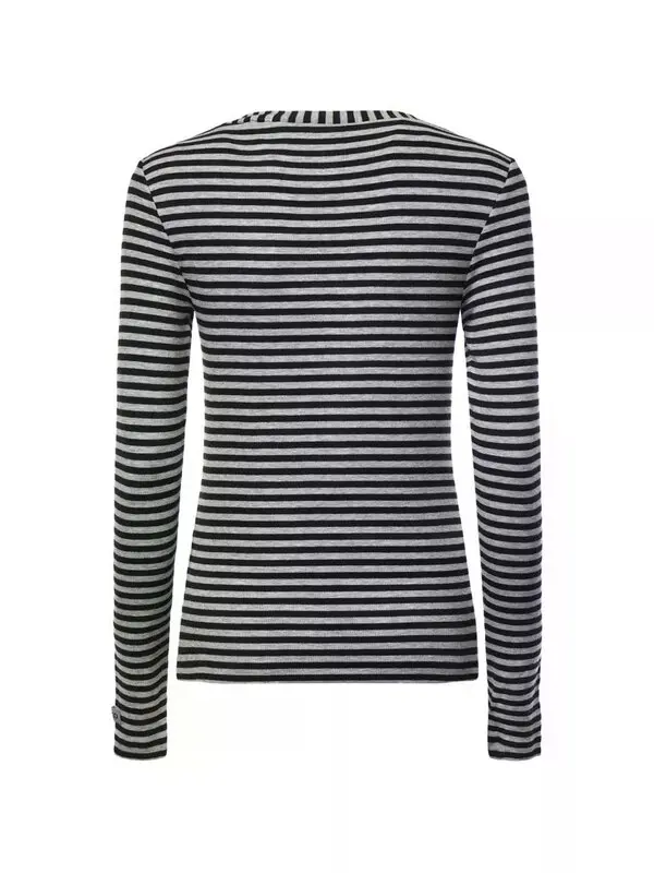 Pinko Striped Button-front Long-sleeve T-shirt